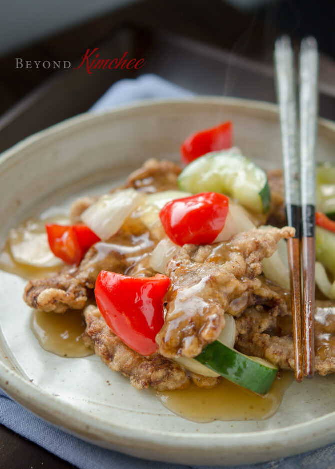 Crispy Sweet and Sour Beef (or Pork) Recipe (Tangsuyuk)