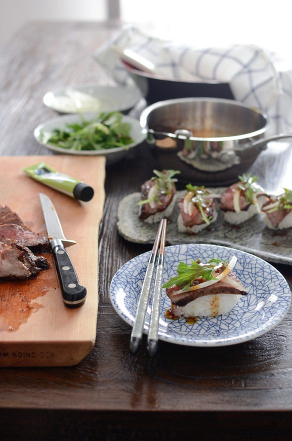Beef Steak Sushi with Teriyaki Sauce | Beyond Kimchee