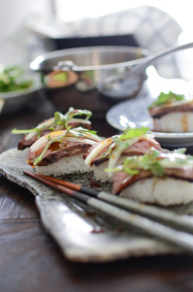 Beef Steak Sushi with Teriyaki Sauce | Beyond Kimchee