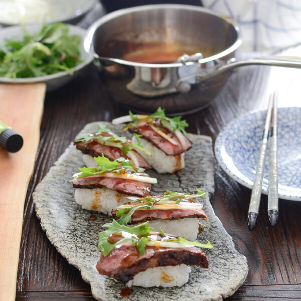 Beef Steak Sushi with Teriyaki Sauce | Beyond Kimchee