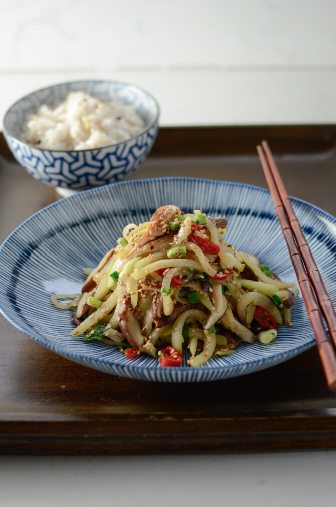 Chayote Mushroom Stir-fry | Beyond Kimchee