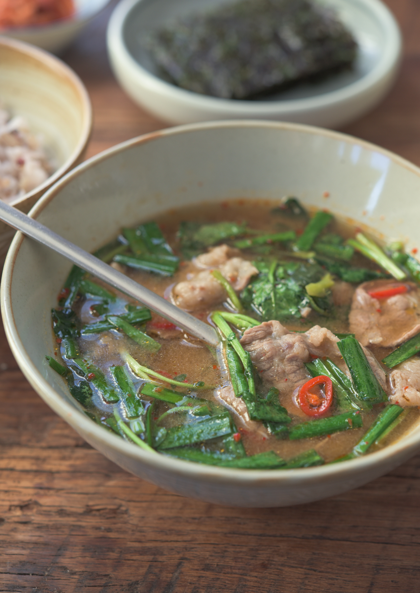 Doenjang-Guk (Soybean Paste Soup with Beef and Watercress) | Beyond Kimchee