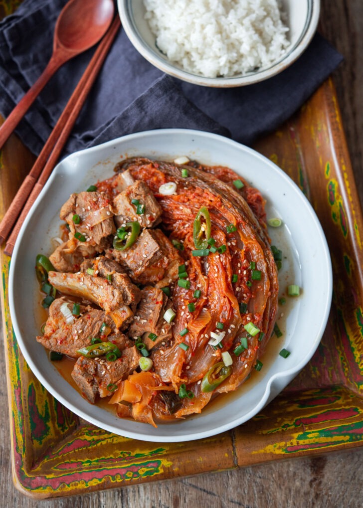 Kimchi Jjim (Braised Kimchi and Pork Ribs) - Beyond Kimchee