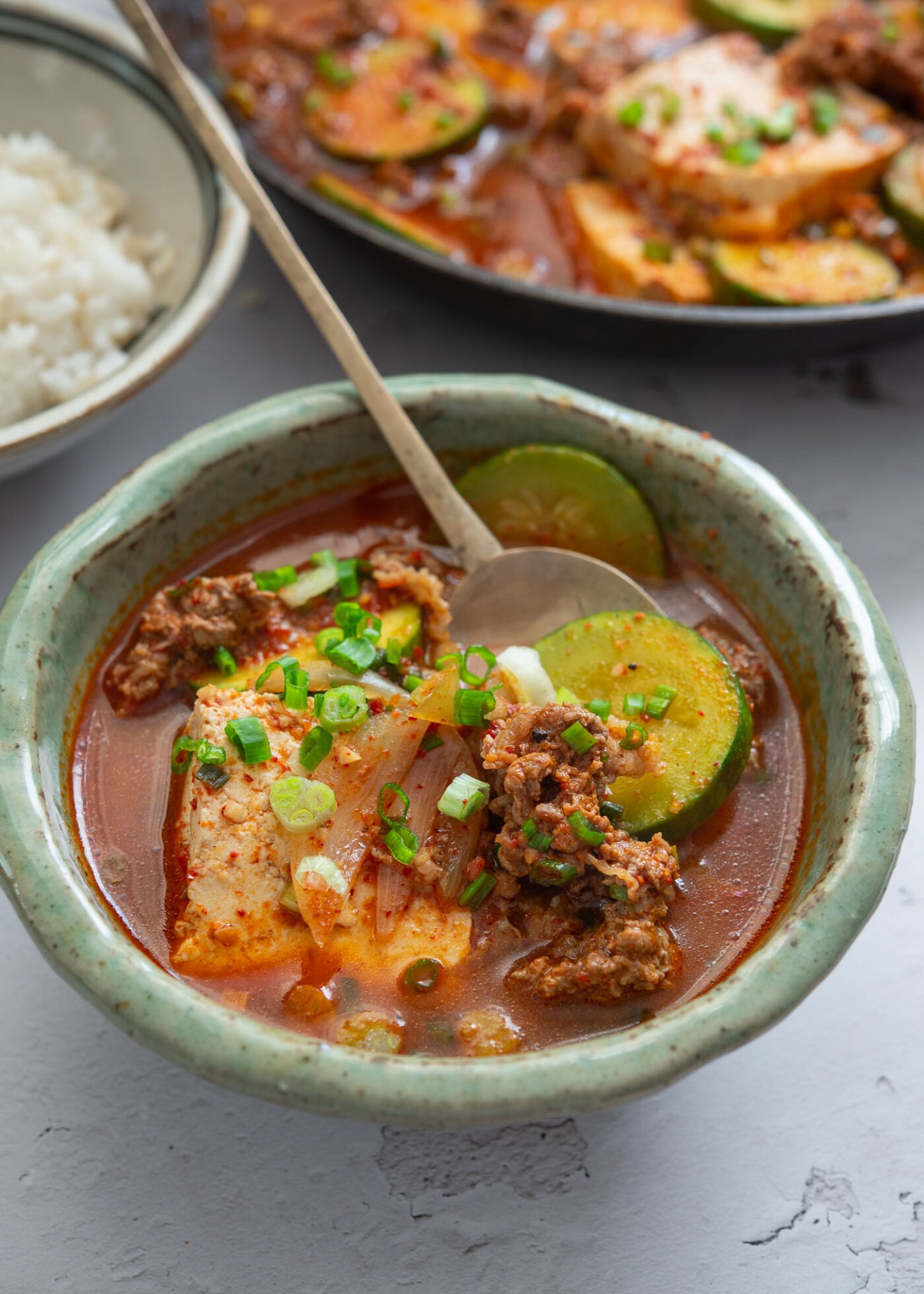 Beef and Tofu Stew in a Skillet | Beyond Kimchee